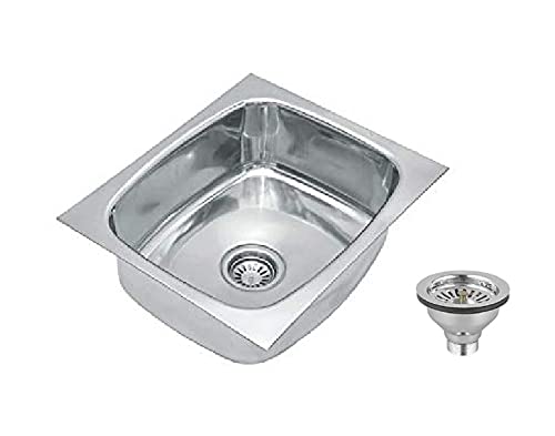 Jindal Kitchen Sink (Gold Grade) Glossy 21 * 18 * 8 (3 KG) With SS ...