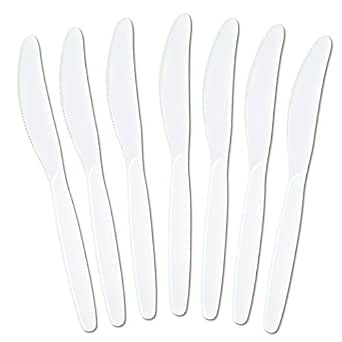 Plasticpro Disposable White Plastic Knives Heavyweight Utensils Pack of ...