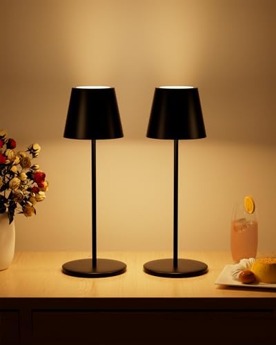 Aiandcc Rechargeable Lamps Full Metal Set of 2, Rechargeable Table ...