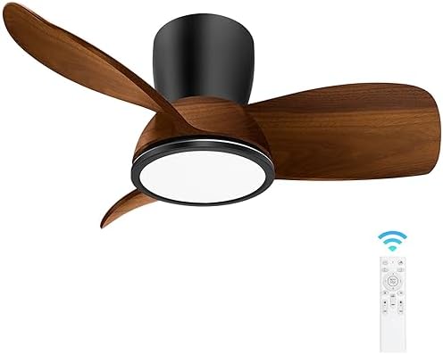 Bosceos Quiet Modern 30 Inch Walnut Ceiling Fan with 3 LED Lights ...