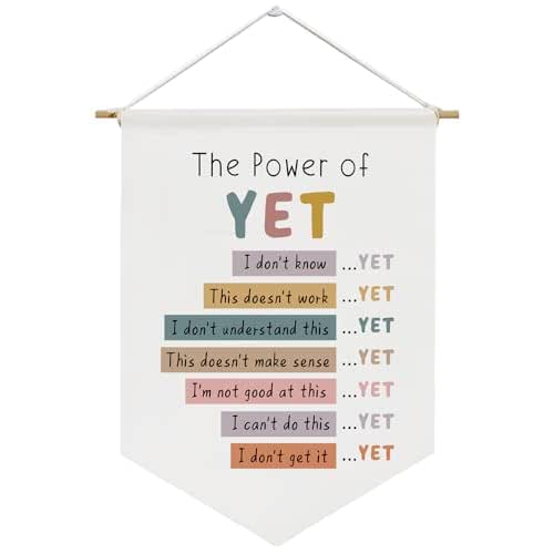 Amazon.com: The Power of Yet,Canvas Wall Hanging Banner,Boho Classroom ...