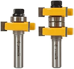Yonico 15224 1-1/2-Inch 2 Bit Tongue and Groove Router Bit Set 1/2-Inch ...