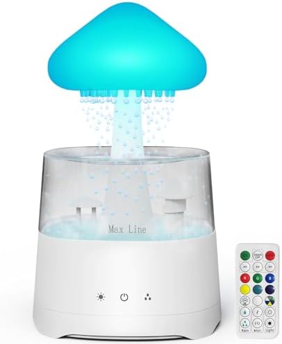 Rain Cloud Humidifier Water Drip, 300ml Mushroom Rain Diffuser ...
