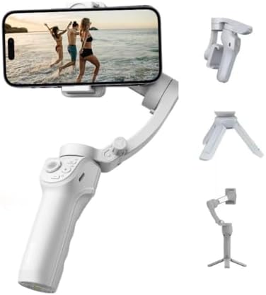 AOCHUAN Estabilizador gimbal de 3 eixos para smartphone com luz de ...