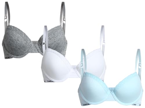 bebe Girls' Training Bra - 3 Pack Soft Molded Bra with Adjustable ...
