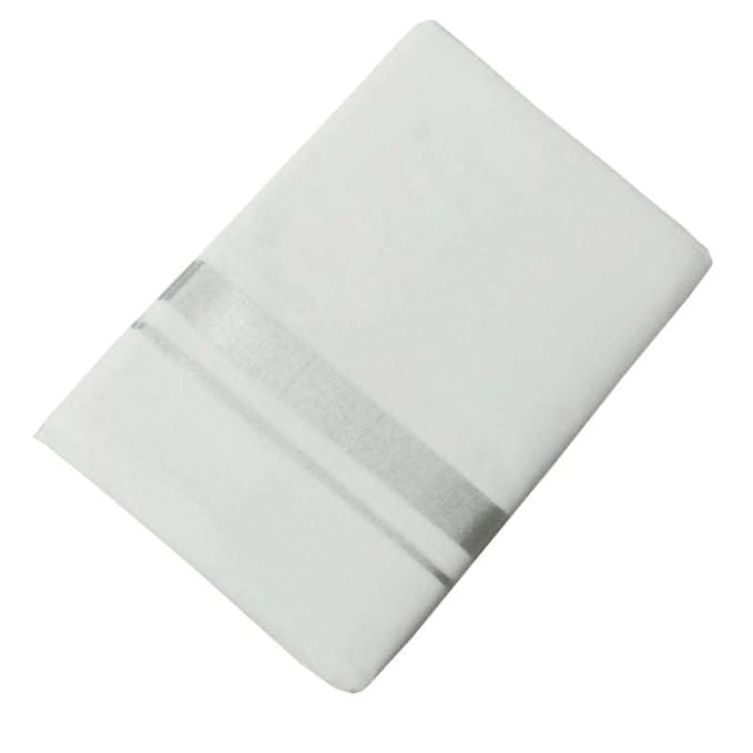KITEX Silver Kara White Colour Double Dhoti - Kerala Dhoti,Temple Wear ...