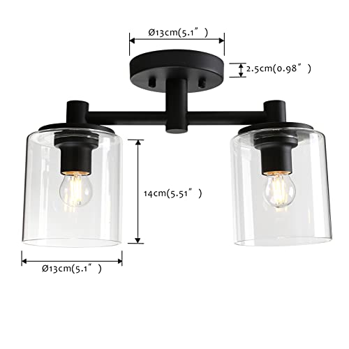 Pathson 2-Light Semi Flush Mount Ceiling Light, Industrial Pendant ...