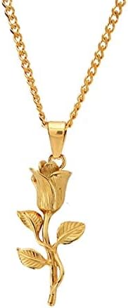 Planet '79 18k Gold Rose Pendant Chain Mens Rose Necklace Vintage Rose ...