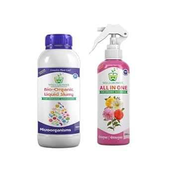 WELL GROWER Bio-Organic Liquid Slurry (500ml) & All-in-One Plant Spray ...
