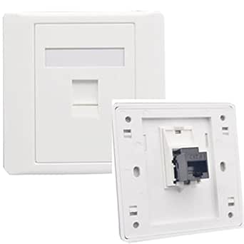 CAT6 Gigabit Network Socket 86x86mm, Ethernet RJ45 LAN Cable Dual-Pass Network Wall Plug, Female ...