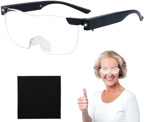 Magnifying Glasses for Reading with Light, 250% Magnifying Spectacles ...