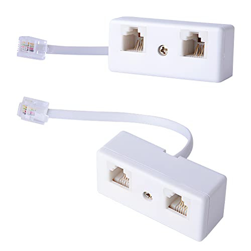 2 Pack Male to Female Converter Cable,Two Way Telephone Splitters, RJ11 ...