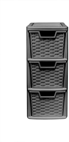 Small Plastic Rattan Drawer Mini Storage Tower Unit Home Office Desktop ...