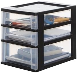 Iris Ohyama Desktop Storage Drawers Unit, 2 Shallow & 1 Deep Drawer ...