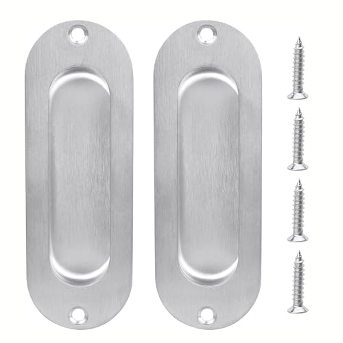 Gasea 2 Pack Oval Flush Door Pull Handles, Stainless Steel Inset Handle ...