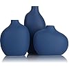 Amazon.com: Small Navy Blue Ceramic Vase Set of 3,Bulk Mini Bud Vases ...