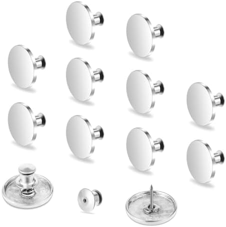 Amazon.com: APLZGMG 10Pcs 21.5mm Silver Metal Buttons, Round Shaped No ...