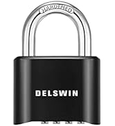 DELSWIN 4 Digit Combination Disc Padlock with Hardened Steel Shackle ...