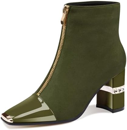 Amazon.com | XINIUNIU Women's Ankle Boots Army Green Booties Block ...