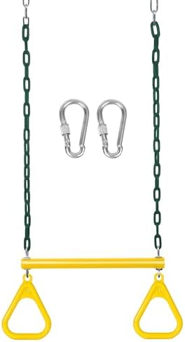 Amazon.com: LadyRosian 17" Gym Trapeze Swing Bar Rings 47" Heavy Duty ...