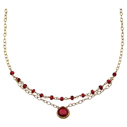 Amazon.com: Garnet Necklaces for Women - 18K Gold Garnet Jewelry ...