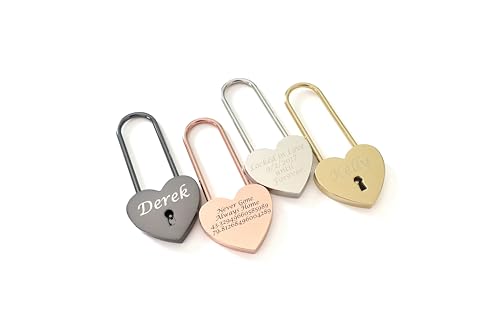 Amazon.com: Custom Engraved Long Shackle Large Heart Shaped Wedding ...