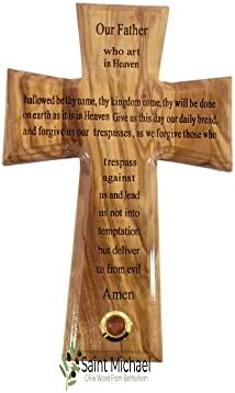 Amazon.com: Our father prayer wooden cross made in the Holy Land - Lord ...