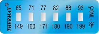 Thermax Temperature Indicating Label Strips, 6 Level, 65 Deg C to 93 ...