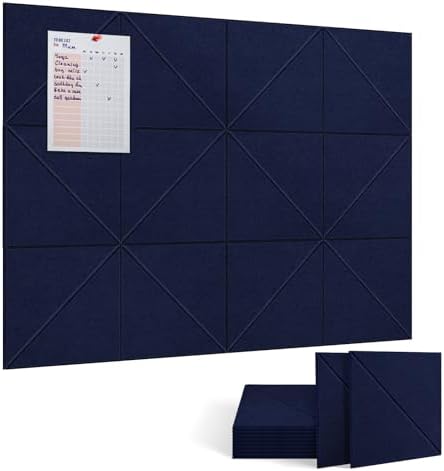 Large Cork Board for Walls - 12 Packs Bulletin Tiles, 48"x36" Felt Wall ...