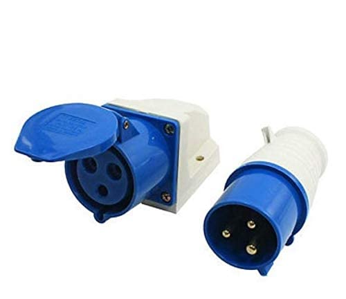 DeHMY 16A 3-Pin IP44 Industrial Plug, Wall Socket, Panel Socket ...