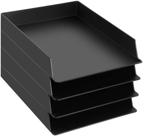Amazon.com: 4 PCS Stackable Paper Trays Desk Paper Organizer Trays ...