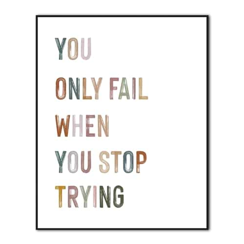 Amazon.com: You Never Fail Until You Stop Trying, Affirmations Art ...