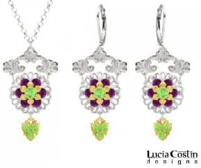 Amazon.com: Fabulous Floral Jewelry Set: Pendant and Earrings by Lucia ...