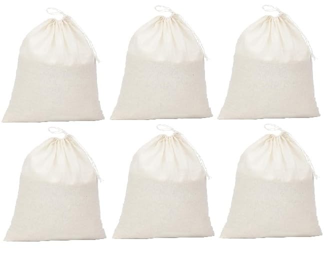 WUD 6Pc Muslin Cheese Cloth Bags for Straining Hung Curd, Making Paneer ...