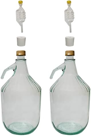 VinClasse 5 Litre (1 Gallon) Wide Neck Plastic Demijohn with Airlocks ...
