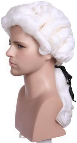 Amazon.com: ColorGround White Colonial Wig Full Curls With Ponytail for ...