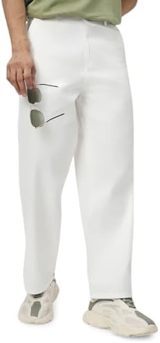 Urbano Fashion Men's White Loose Baggy Fit Solid Carpenter Trouser Pant ...