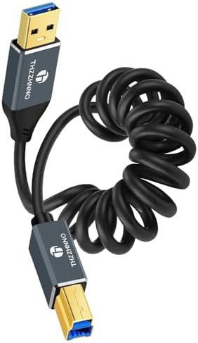 Amazon.com: Thzzhnno Coiled USB A to B Printer Cable, 5Gbps Retractable ...
