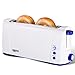 Amazon.com: JEWJIO Long Slot White Toaster 2 Slice With Blue Buttom, 1. ...