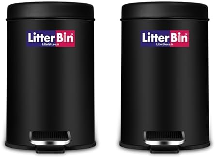 LITTERBIN Stainless Steel Pedal Dustbin with Lid | Small Compact Space ...