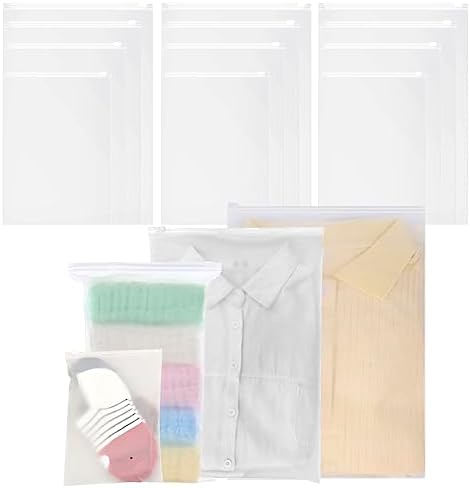 ZEONHEI 80 Pcs Clothes Zip Lock Bags, 4 Sizes Frosted Plastic Zip lock ...