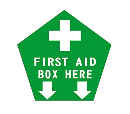 ISEE 360® First Aid Box Here Sign Sticker for Hospital Laboratory PVC ...