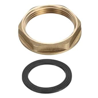 sourcing map Brass Lock Nuts Pipe Fitting, G1-1/2" Female Hex Locknut ...