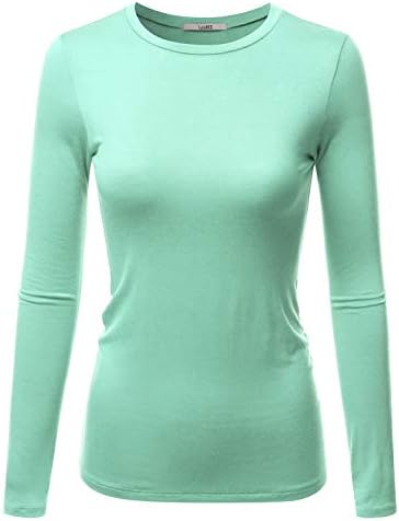 LALABEE Women's Casual Long Sleeve Crewneck Stretch Slim Fit Basic Top ...