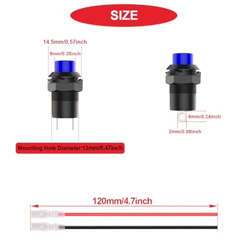 MKBKLLJY 12mm Mini Latching Push Button On Off Switch 250V 1.5A 125V 3A ...