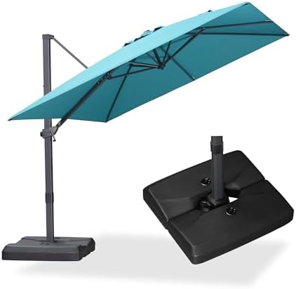 Amazon.com : PURPLE LEAF 9' × 9' Patio Cantilever Umbrella with Base ...