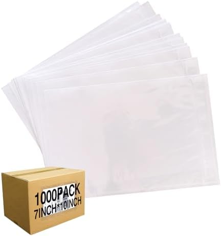 1000 Pcs 7'' x 10'' Clear Packing List Envelopes Adhesive Shipping ...