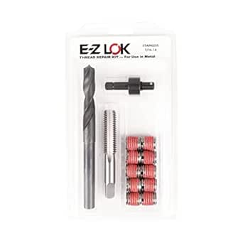 E-Z LOK Metal Thread Repair Kit Tool and Stainless Steel Threaded Inserts Standard Wall 7/16-14 ...
