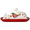 Amazon.com | Porcelain Butter Dish with Lid, 8 inch Butter Keeper ...