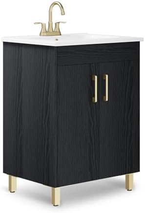 Amazon.com: Modway Render 24" Bathroom Vanity with Sink in Black Black ...